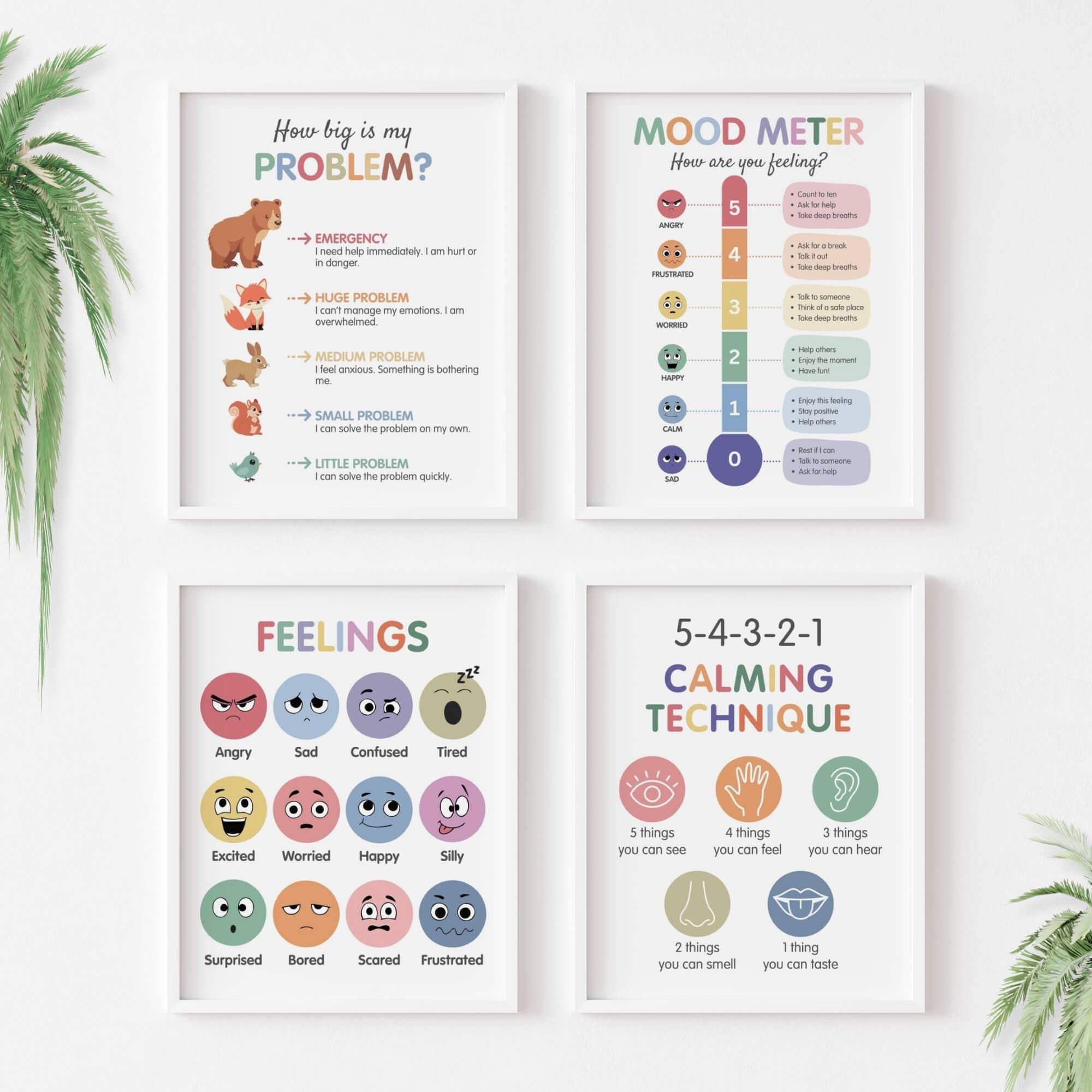 Calming Corner Posters Bundle Set of 16, School Counselor Decor, Mental ...