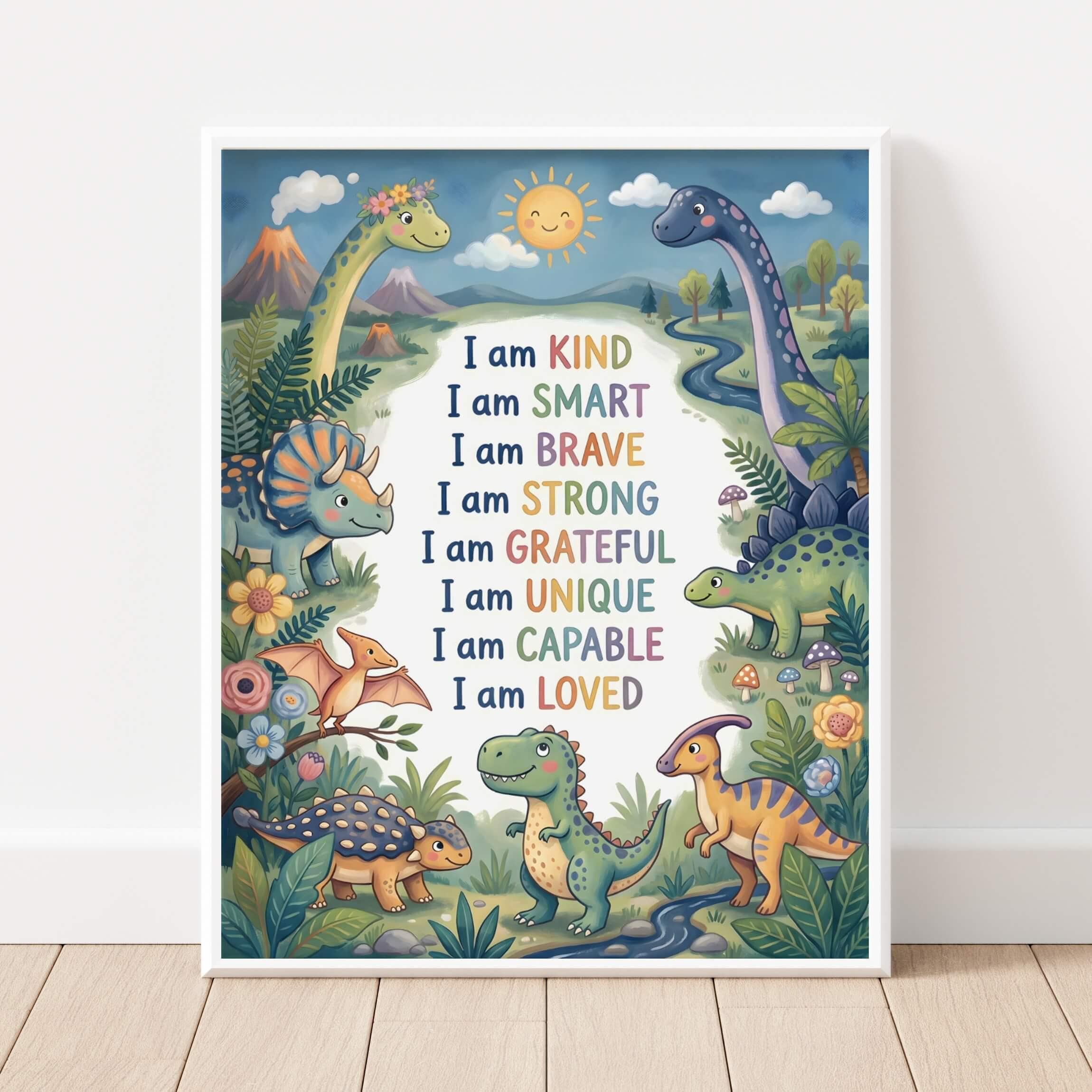 Dinosaur Affirmation Print for Kids Printable, Dinosaur Nursery Wall ...