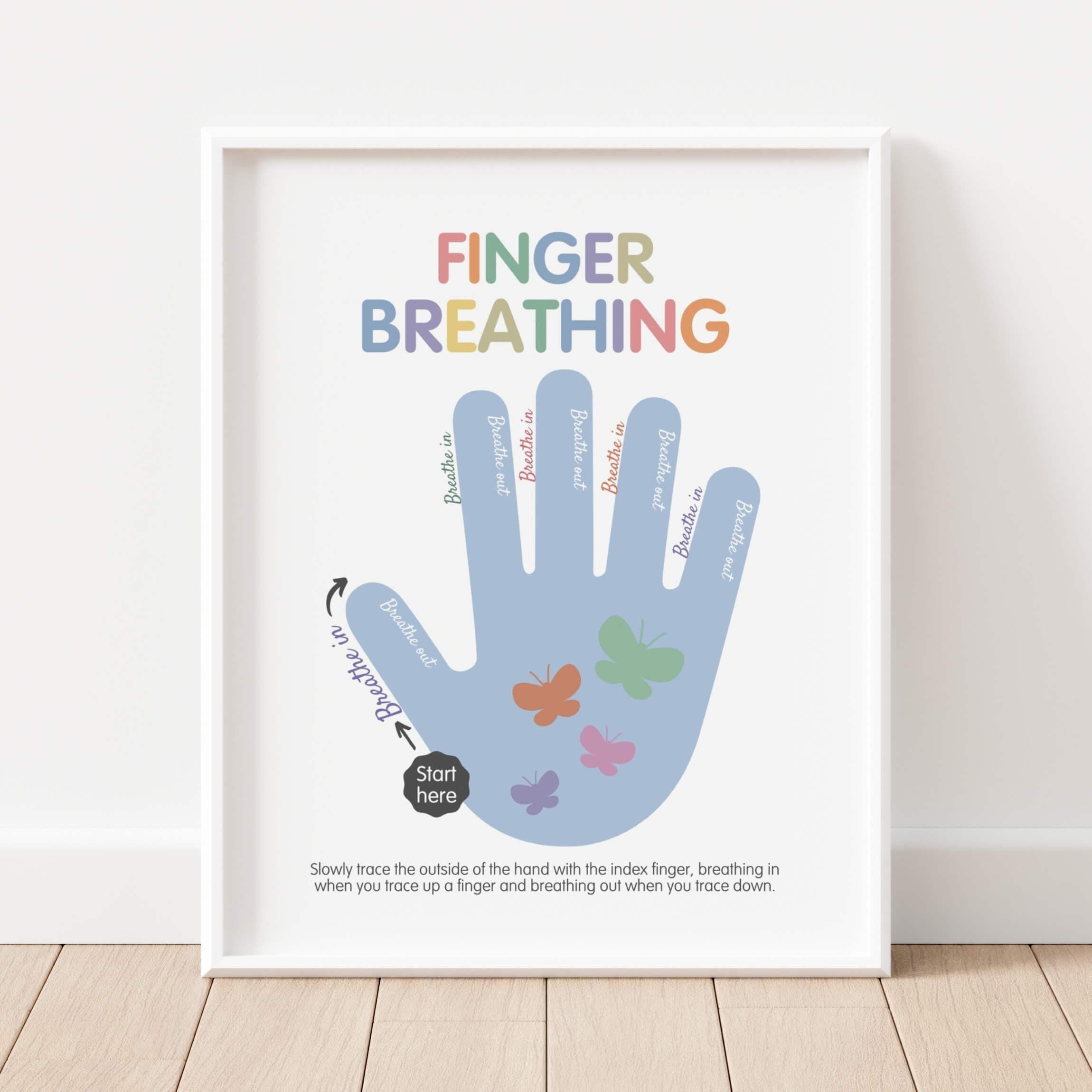 Breathing Technique Printable Poster Bundle, Set of 4 Calming Grounding ...