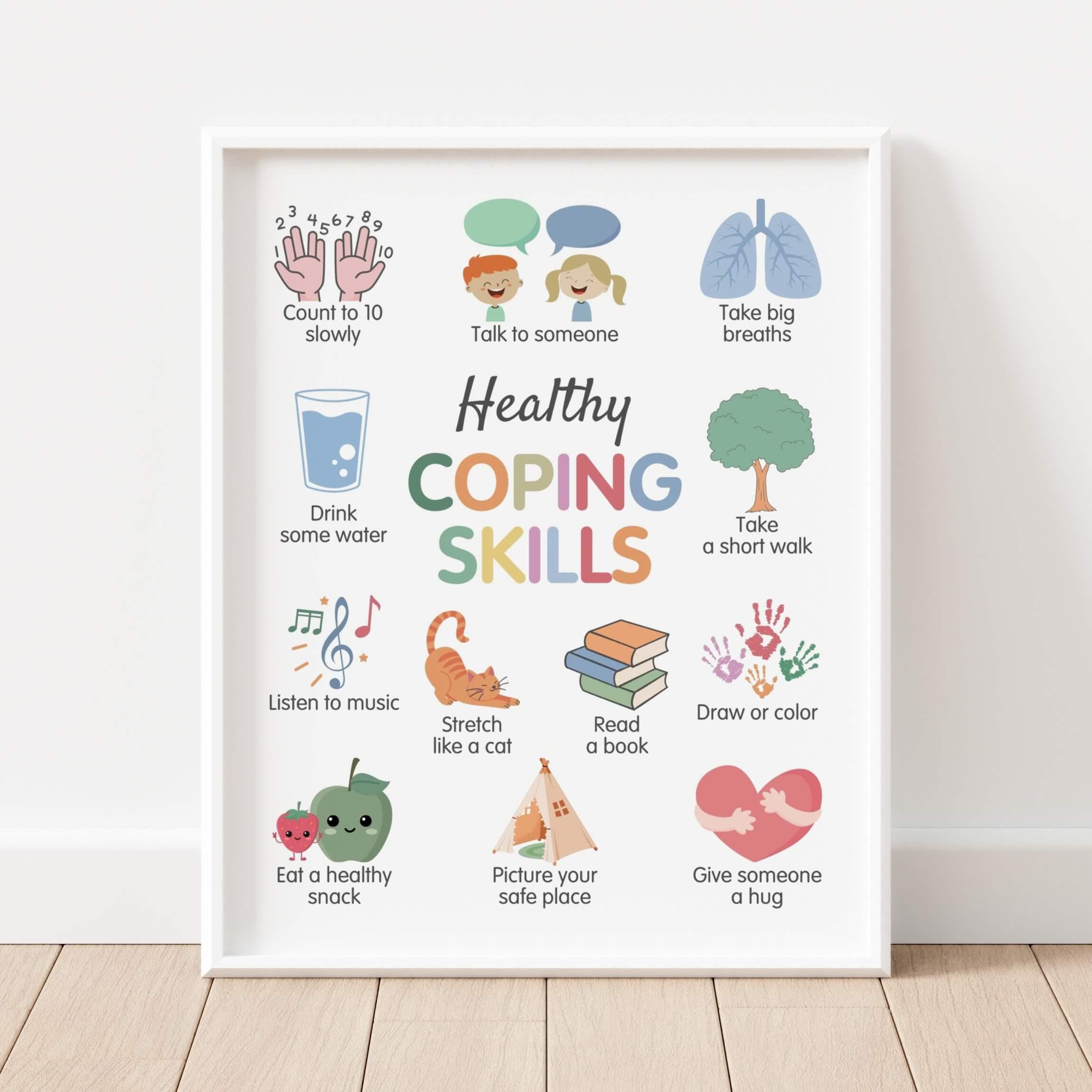 Healthy Coping Skills Printable Poster, Classroom Therapy Office Mental ...
