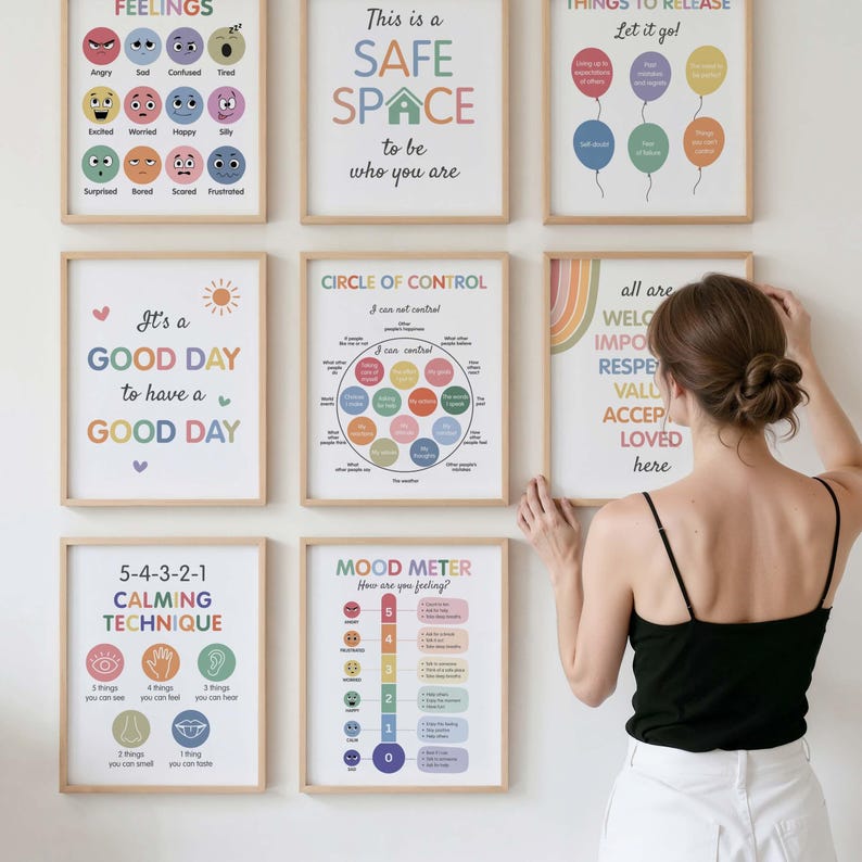 Calming Corner Posters Bundle Set of 16, School Counselor Decor, Mental ...