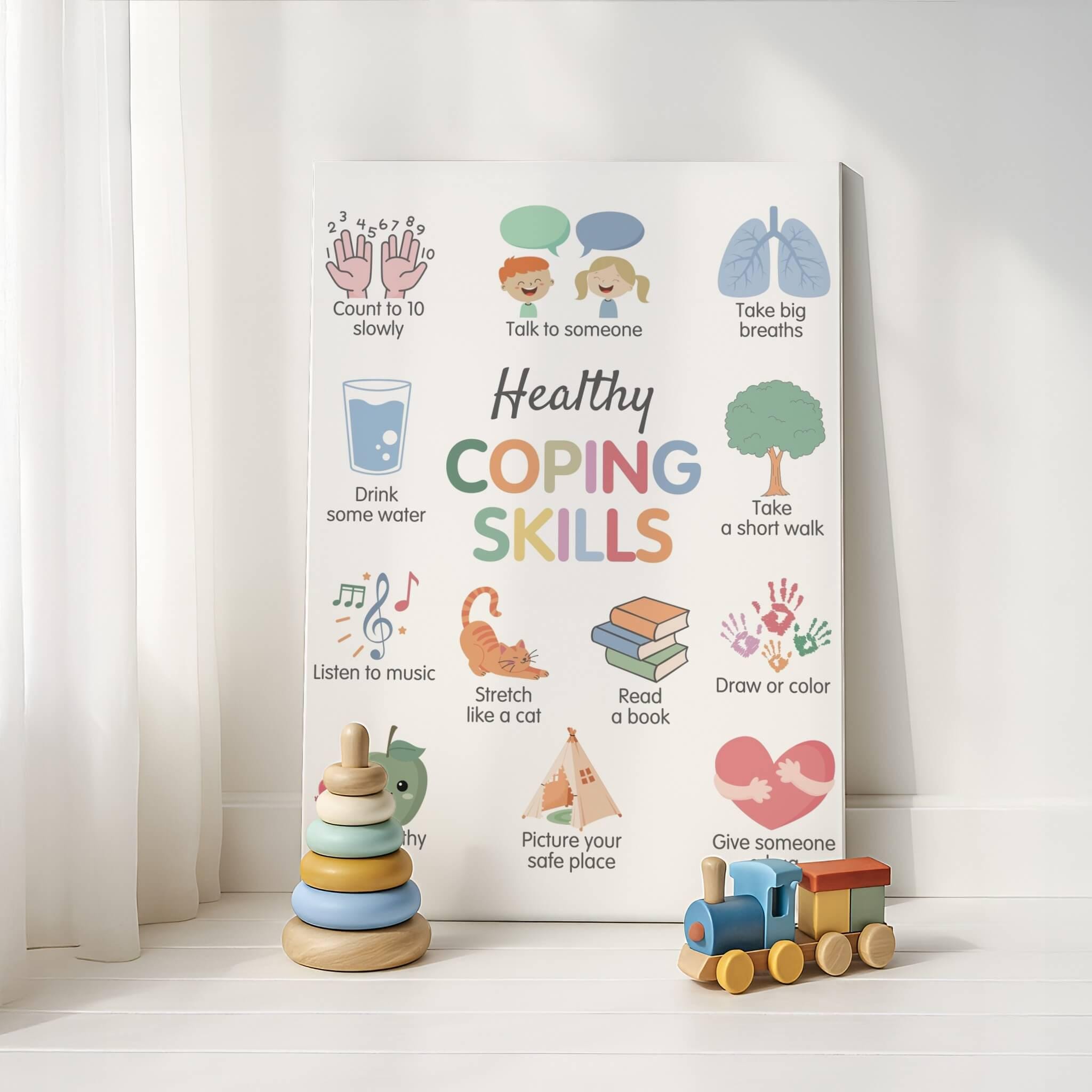 Healthy Coping Skills Printable Poster, Classroom Therapy Office Mental ...
