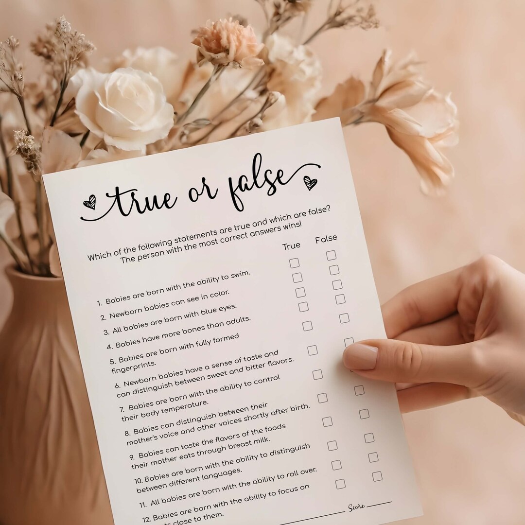 True or False Baby Shower Game | Baby Shower Games Printable Template ...