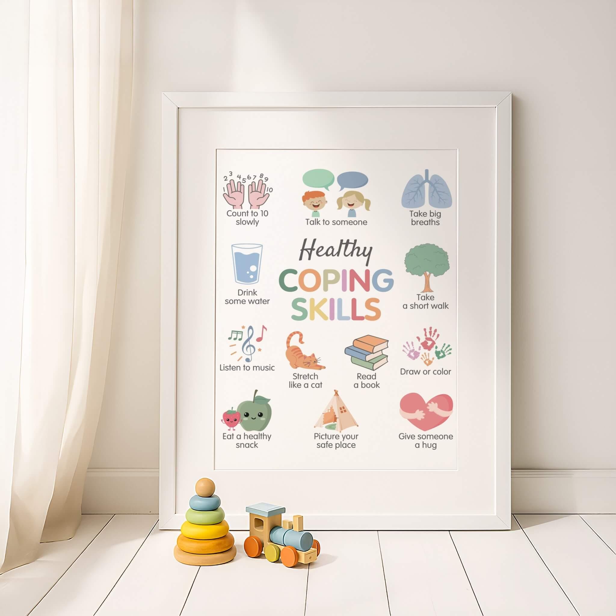 Healthy Coping Skills Printable Poster, Classroom Therapy Office Mental ...