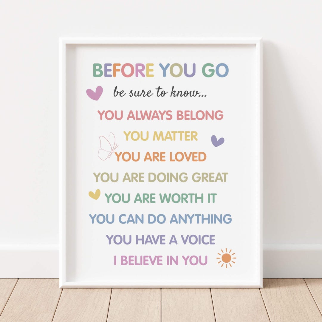 Classroom Decor Before You Go Poster, Inspirational Wall Art for Kids ...