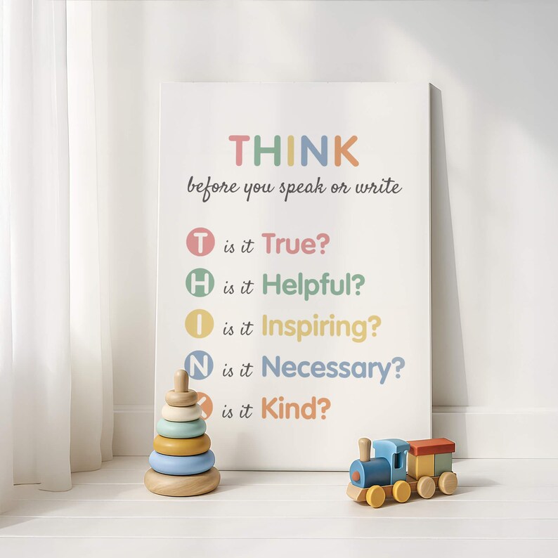 Think Before You Speak Poster, Positive Boho Classroom Decor, Classroom ...