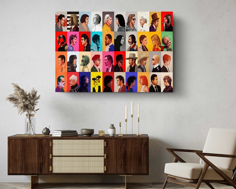 Iconic Movie Characters Colorful Collage Reproduction Canvas - Etsy