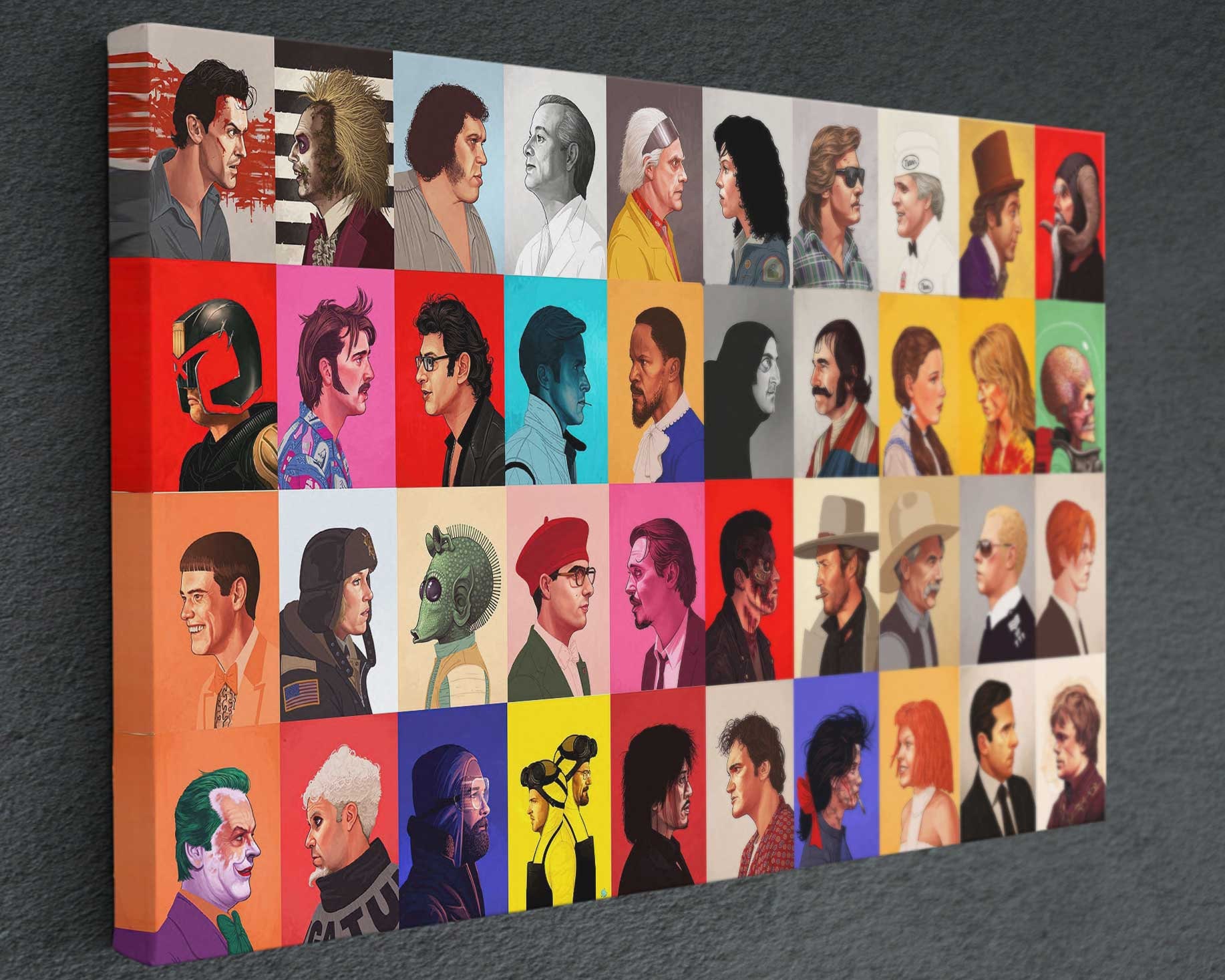 Iconic Movie Characters Colorful Collage Reproduction Canvas Print Fine ...