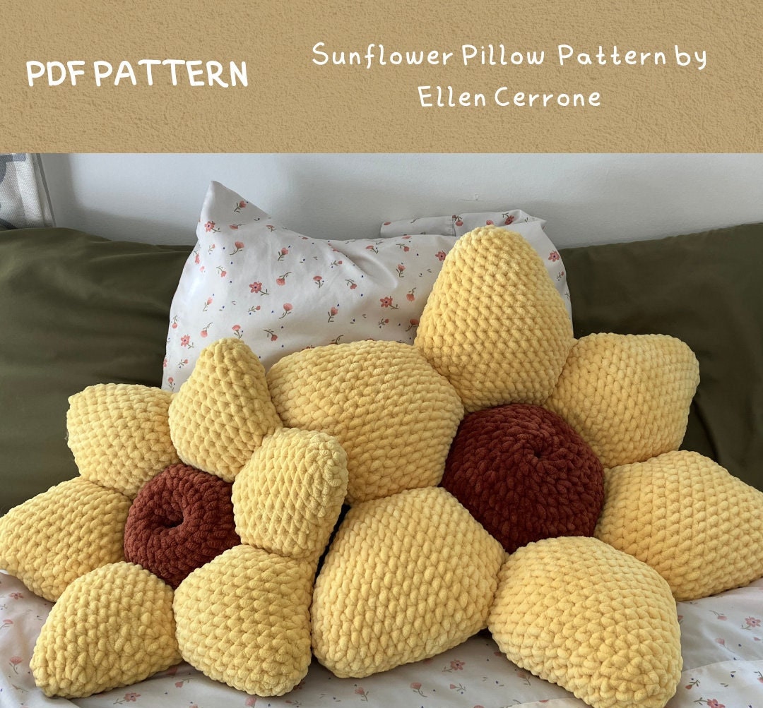 Plush Sunflower Pillow Crochet Pattern, Large and Small Pattern, Flower ...