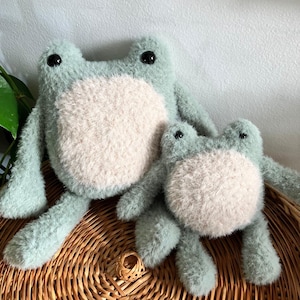 Handmade Fuzzy Froggy Pal Plushie Large and Small Crocheted Soft ...