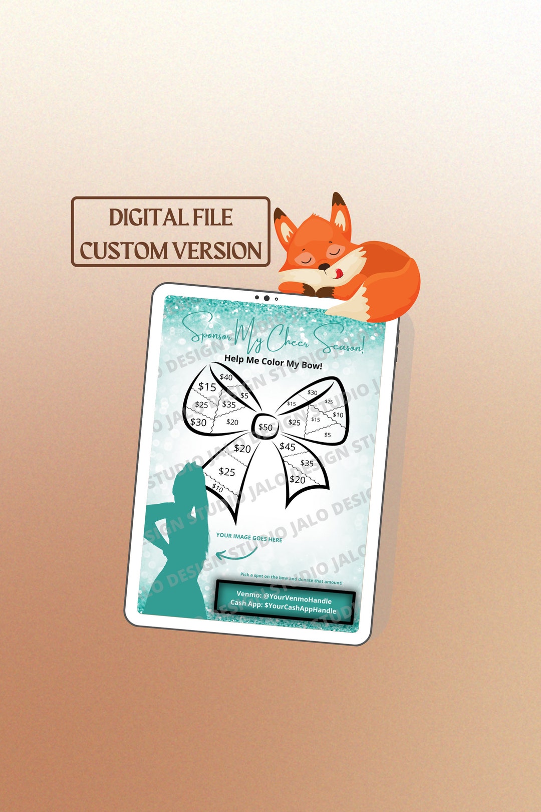 Glitter Bow Color-by-number Custom Cheerleading Fundraiser, Fundraiser ...