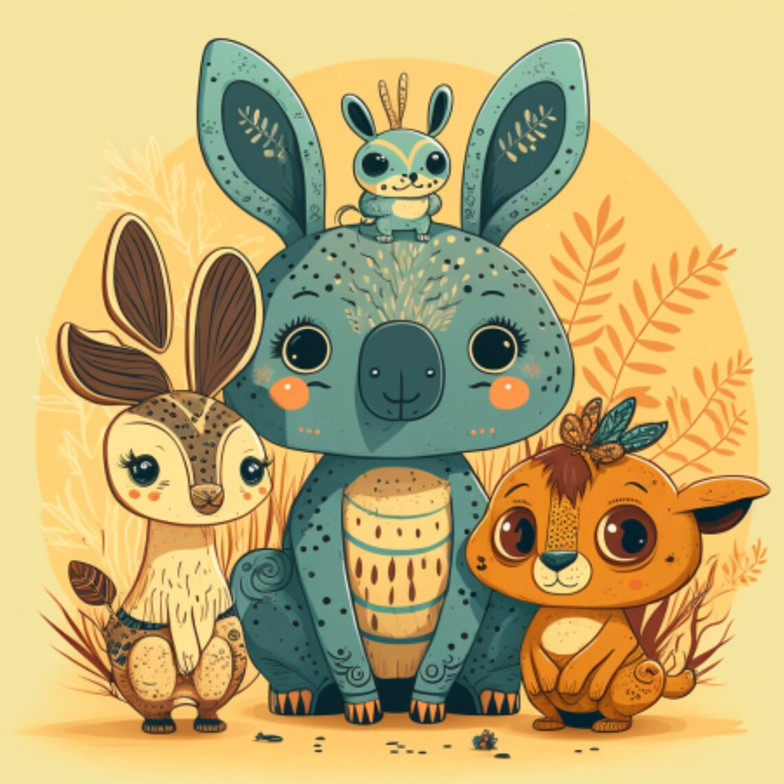 Cute Animal Posters for Kids Room, Digital Download Posters, Baby Room ...