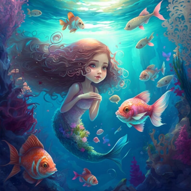 Mermaid Posters , Baby Shower Gift, 5 Mermaid Prints for Girls Room ...