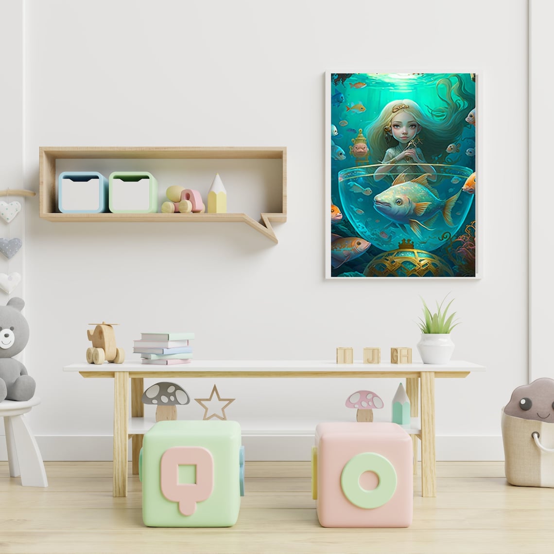 Mermaid Posters , Baby Shower Gift, 5 Mermaid Prints for Girls Room ...