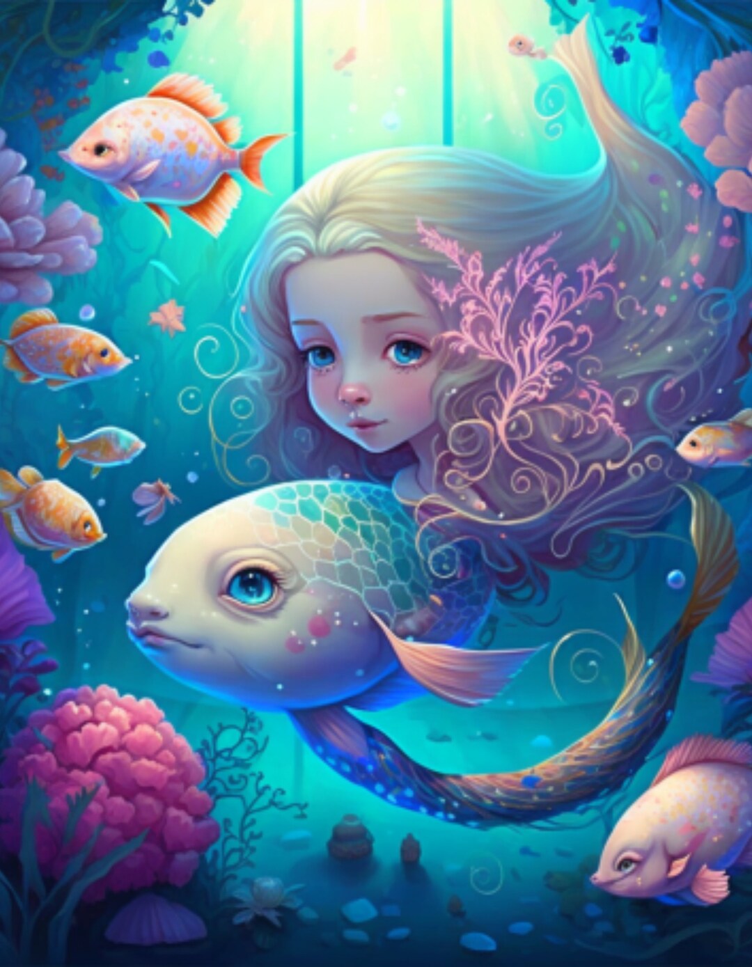 Mermaid Posters , Baby Shower Gift, 5 Mermaid Prints for Girls Room ...