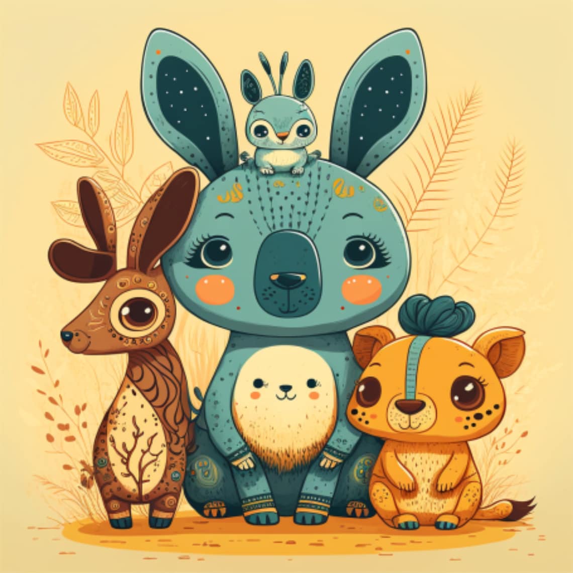 Cute Animal Posters for Kids Room, Digital Download Posters, Baby Room ...