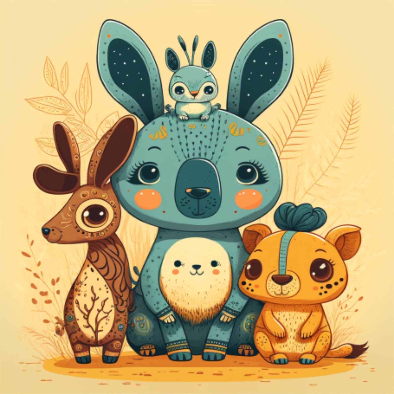 Cute Animal Posters for Kids Room, Digital Download Posters, Baby Room ...