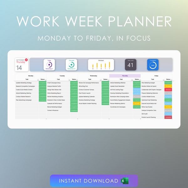 Weekly Work Planner - Etsy