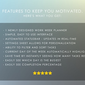 Modern Work Week Task Planner | Excel | Mon-fri | Task & Project ...