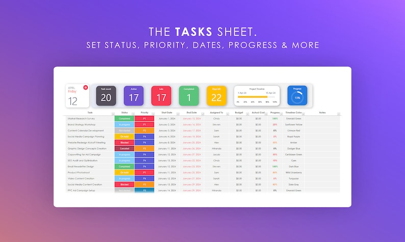 Gantt Planner for Excel | Task Timeline | Project Manager | Task ...