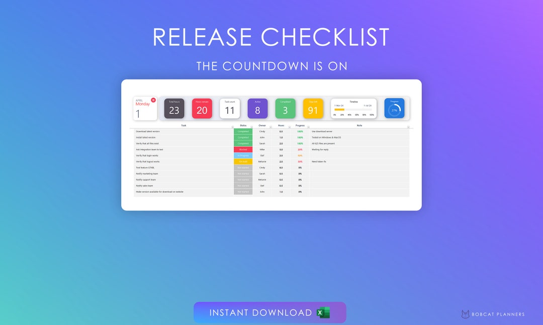 Release Checklist for Excel | Product Launch | Event Date | Target Date ...