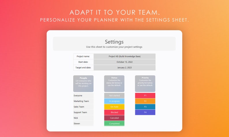 Employee Project Task Planner Spreadsheet | Project Manager ...