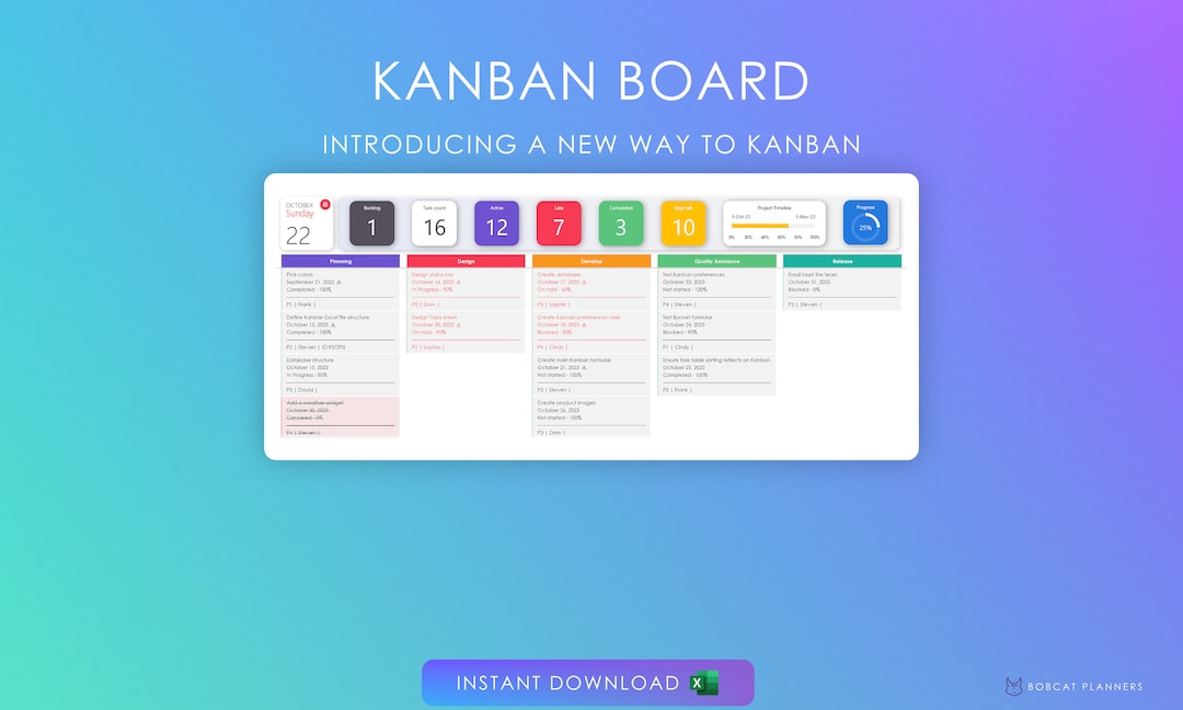 Kanban Board for Excel | Bucket & Status Boards | Project Manager ...