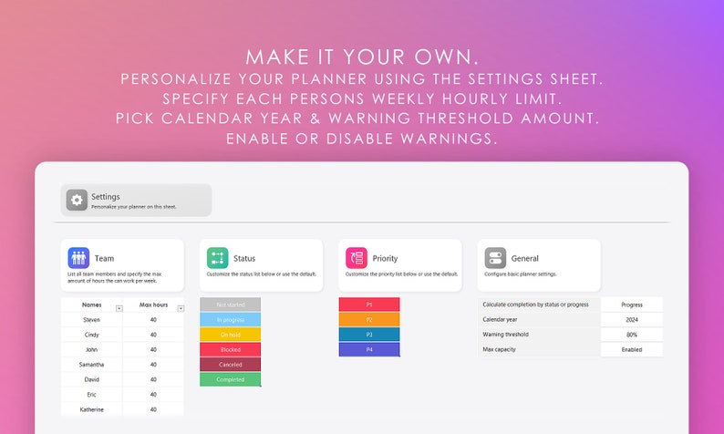 Workload Planner for Excel | Track Hours & Tasks by Week | Project ...