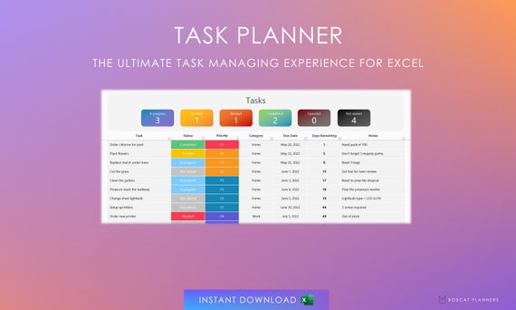 Task Planner Spreadsheet Project Manager Prioritize - Etsy