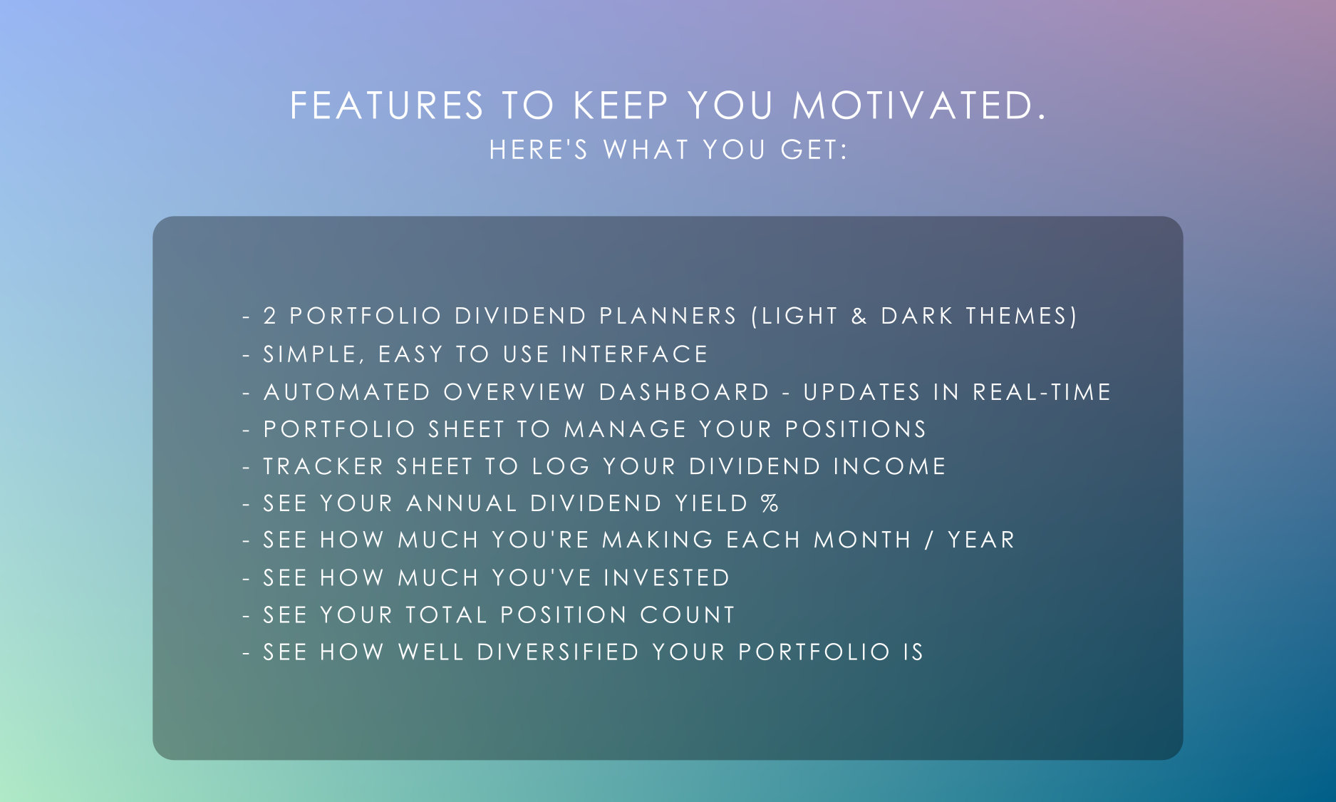 Portfolio Dividend Planner & Tracker for Excel | Investing | Stocks ...