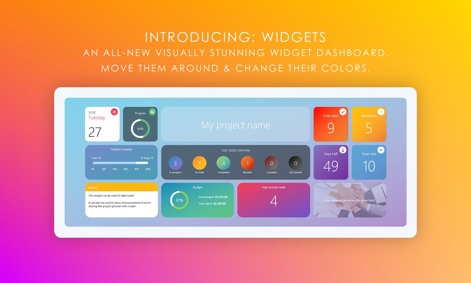 Project Planner With New Widget Management Dashboard Excel - Etsy Canada