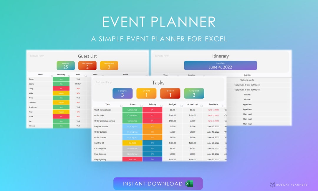 Event Planner Spreadsheet | Event Manager | Prioritize | Organize ...