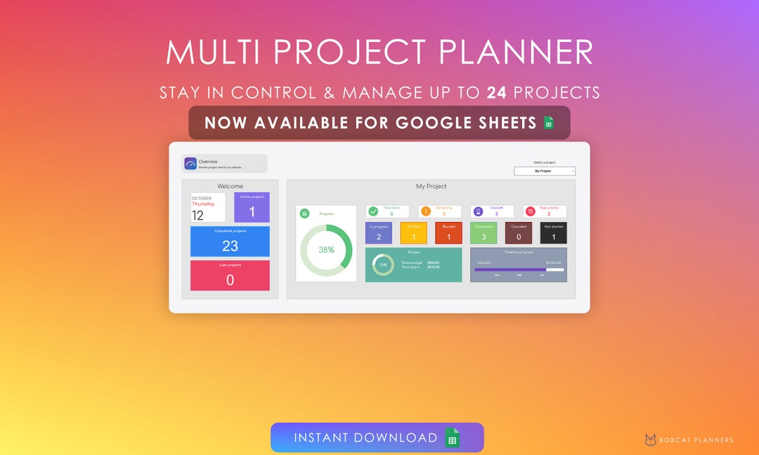 Multi Project Planner Google Sheets | Management Dashboard | Task ...