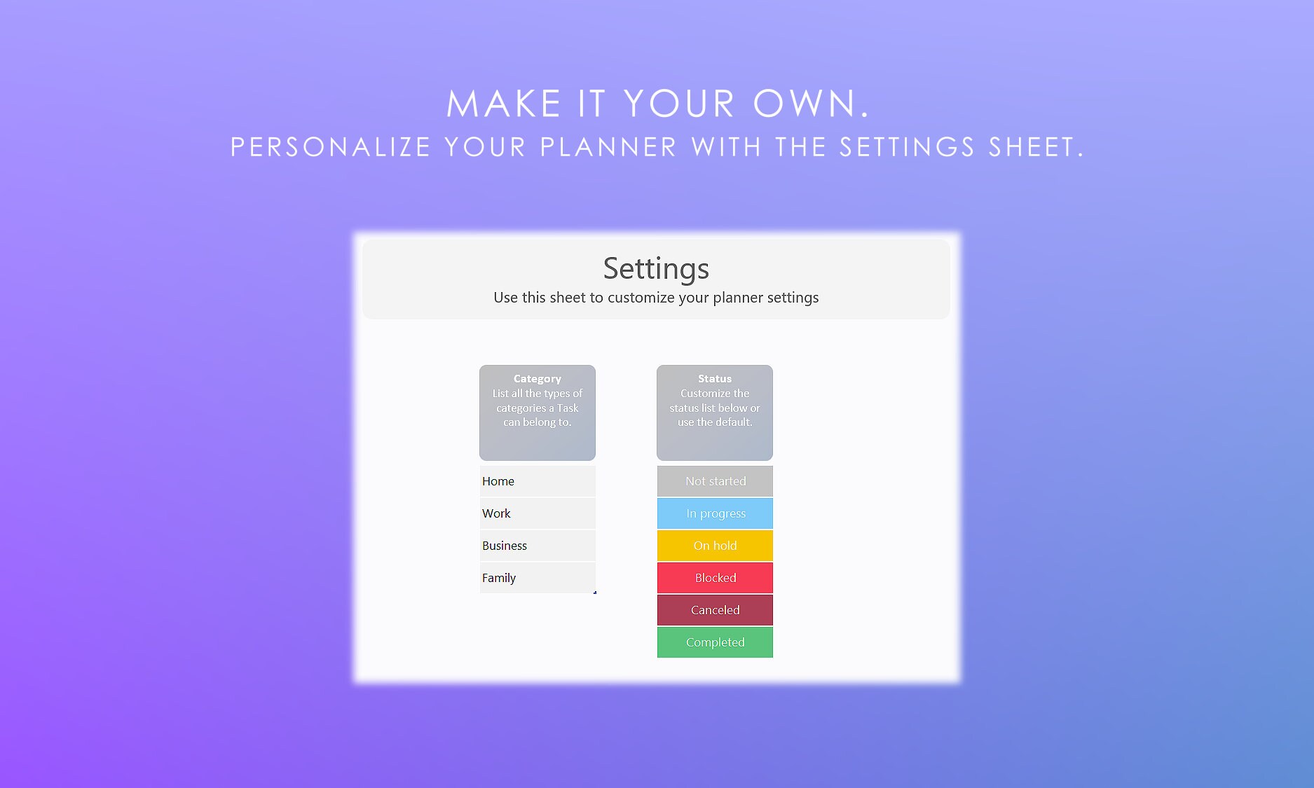 Week Planner Spreadsheet | Project Manager | Task Manager | Prioritize ...