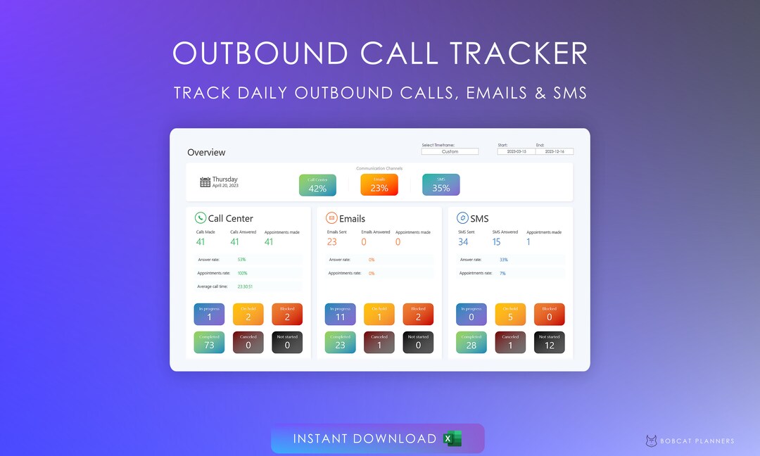 Outbound Call Tracker Spreadsheet Excel Template - Outreach - Track ...