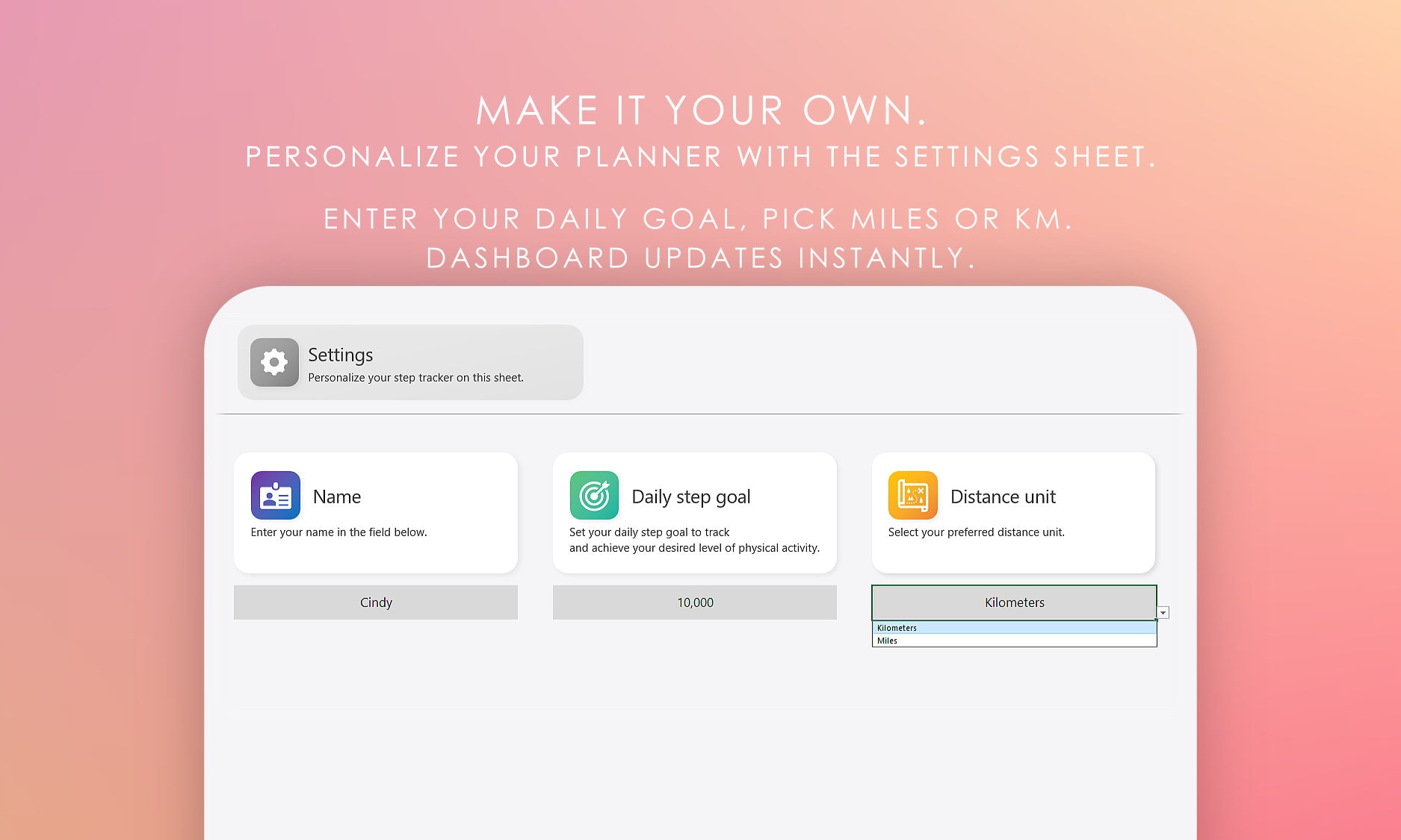 Excel Step Tracker: Daily Fitness Dashboard (digital Download) - Etsy