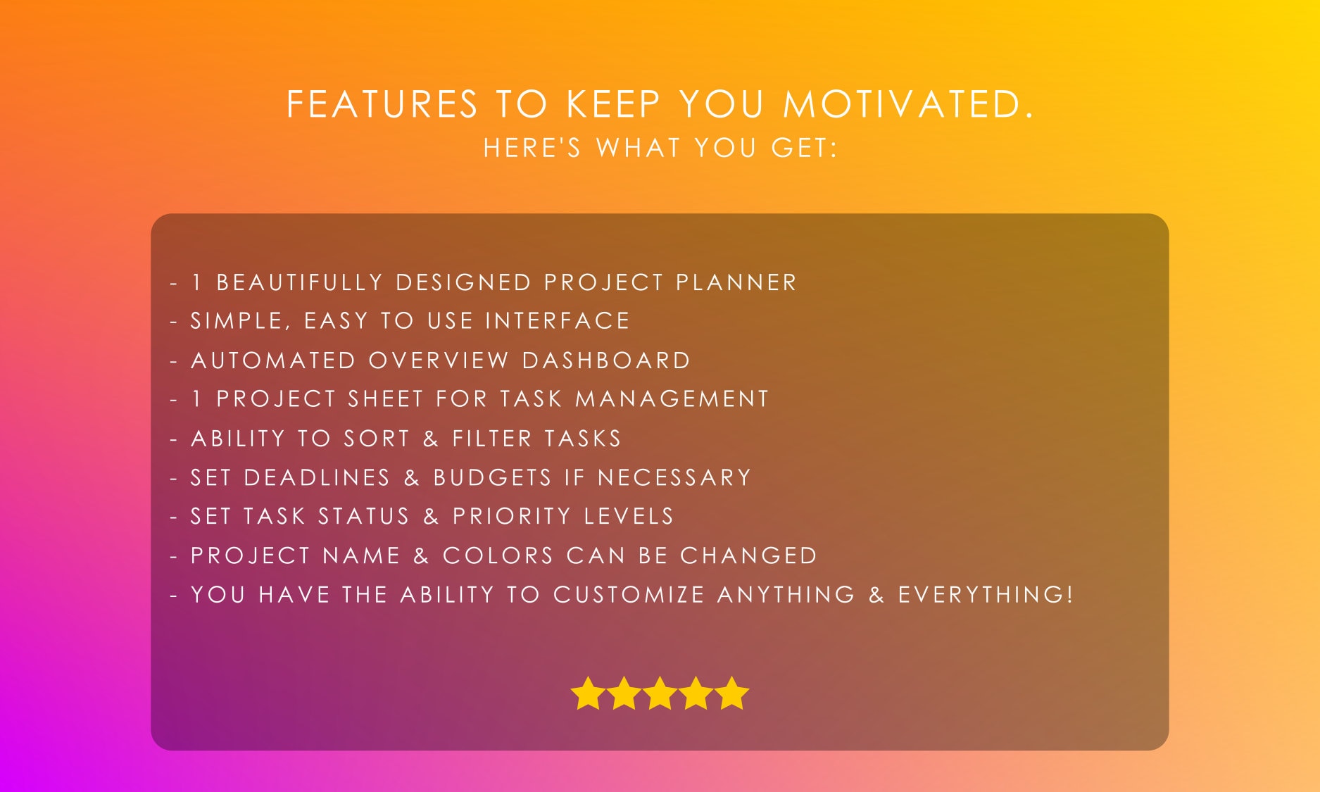 Project Planner With New Widget Management Dashboard Excel - Etsy Canada