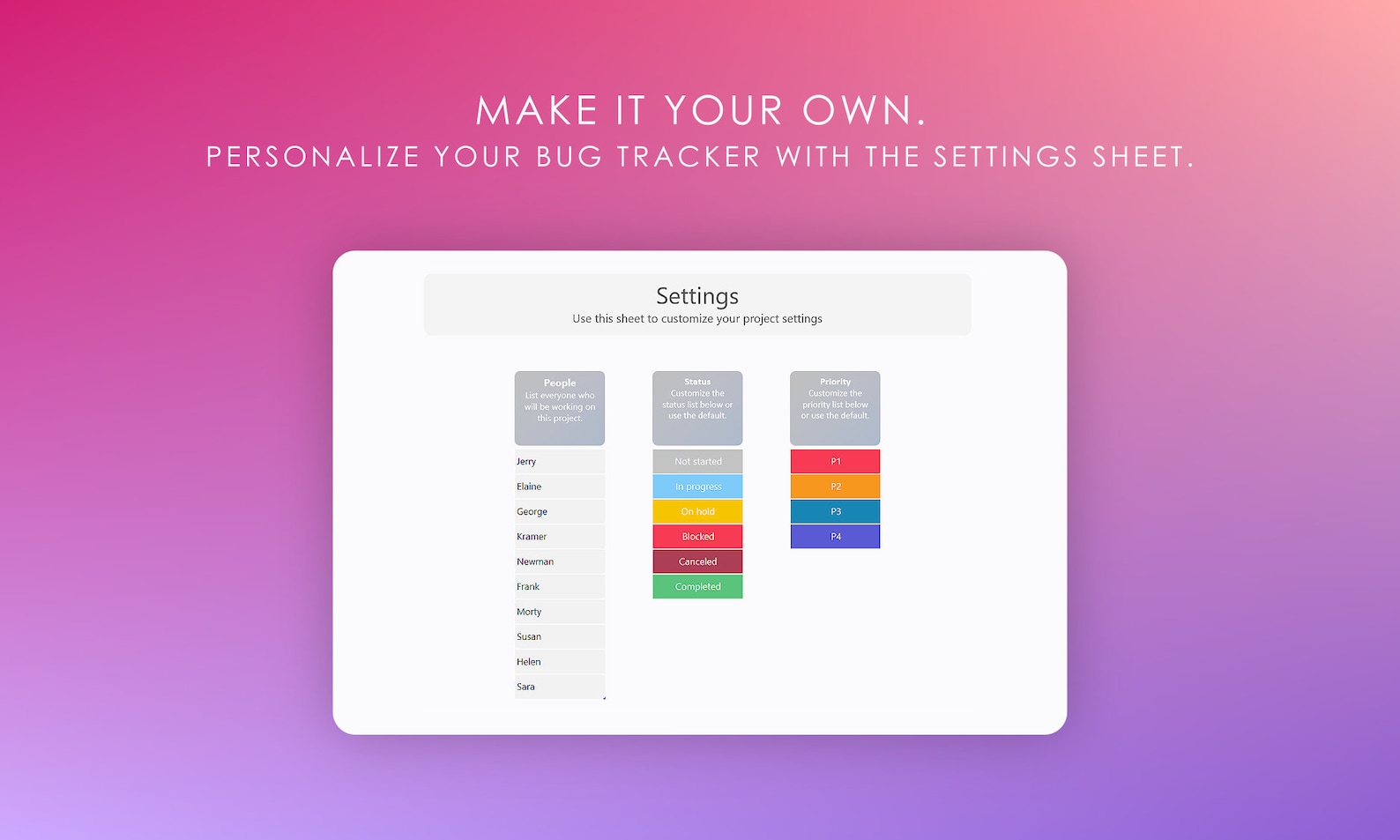 Bug Tracker Spreadsheet Excel Template for Issue Tracking Project Management Quality Assurance ...
