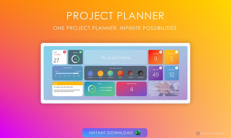 Project Planner With New Widget Management Dashboard Excel - Etsy