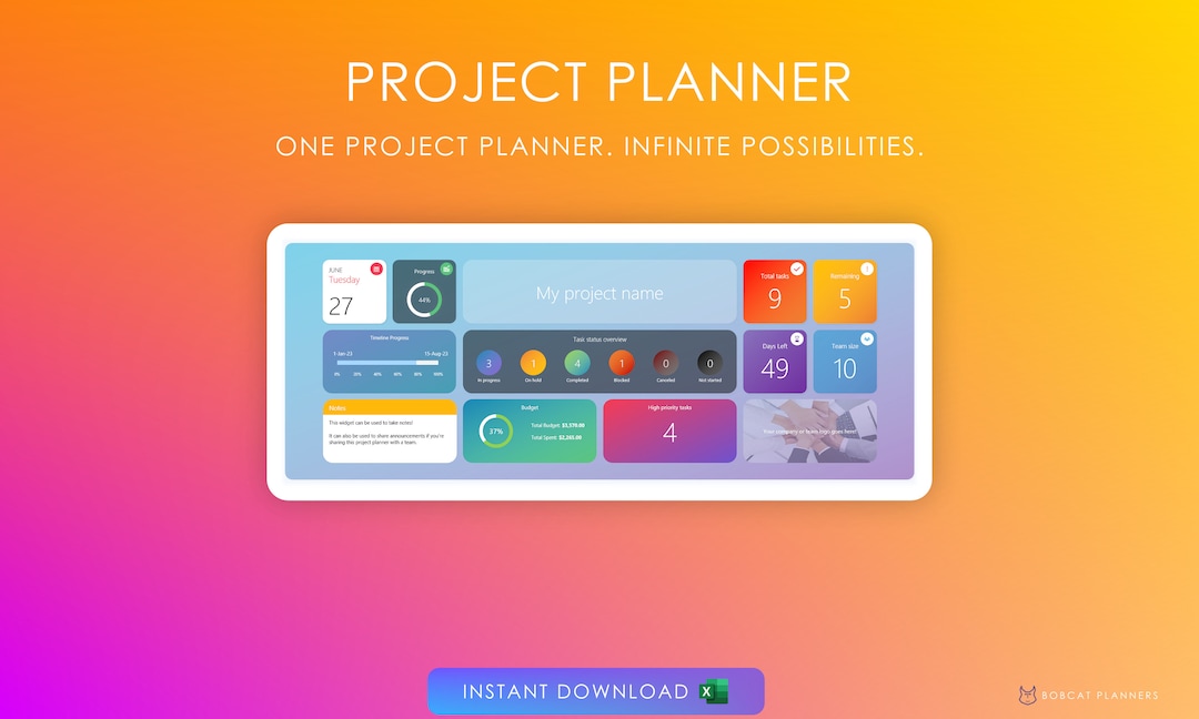 Project Planner With New Widget Management Dashboard | Excel Template ...