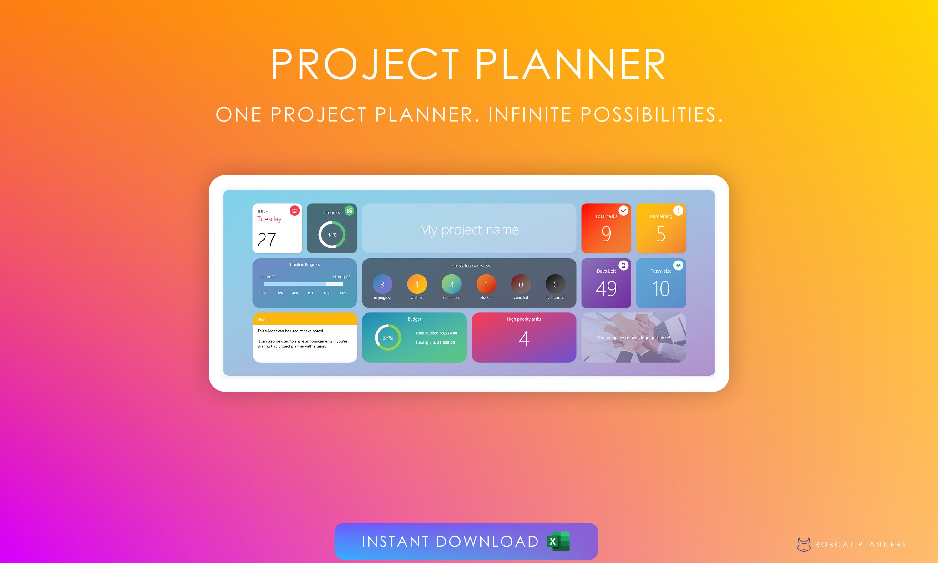 Project Planner With New Widget Management Dashboard Excel - Etsy Canada