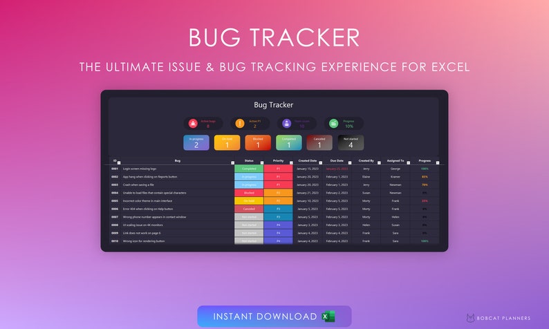 Bug Tracker Spreadsheet Excel Template for Issue Tracking - Etsy