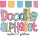 5 Pack Gingham Doodle Alphabet Letters PNG, Uppercase and Lowercase ...