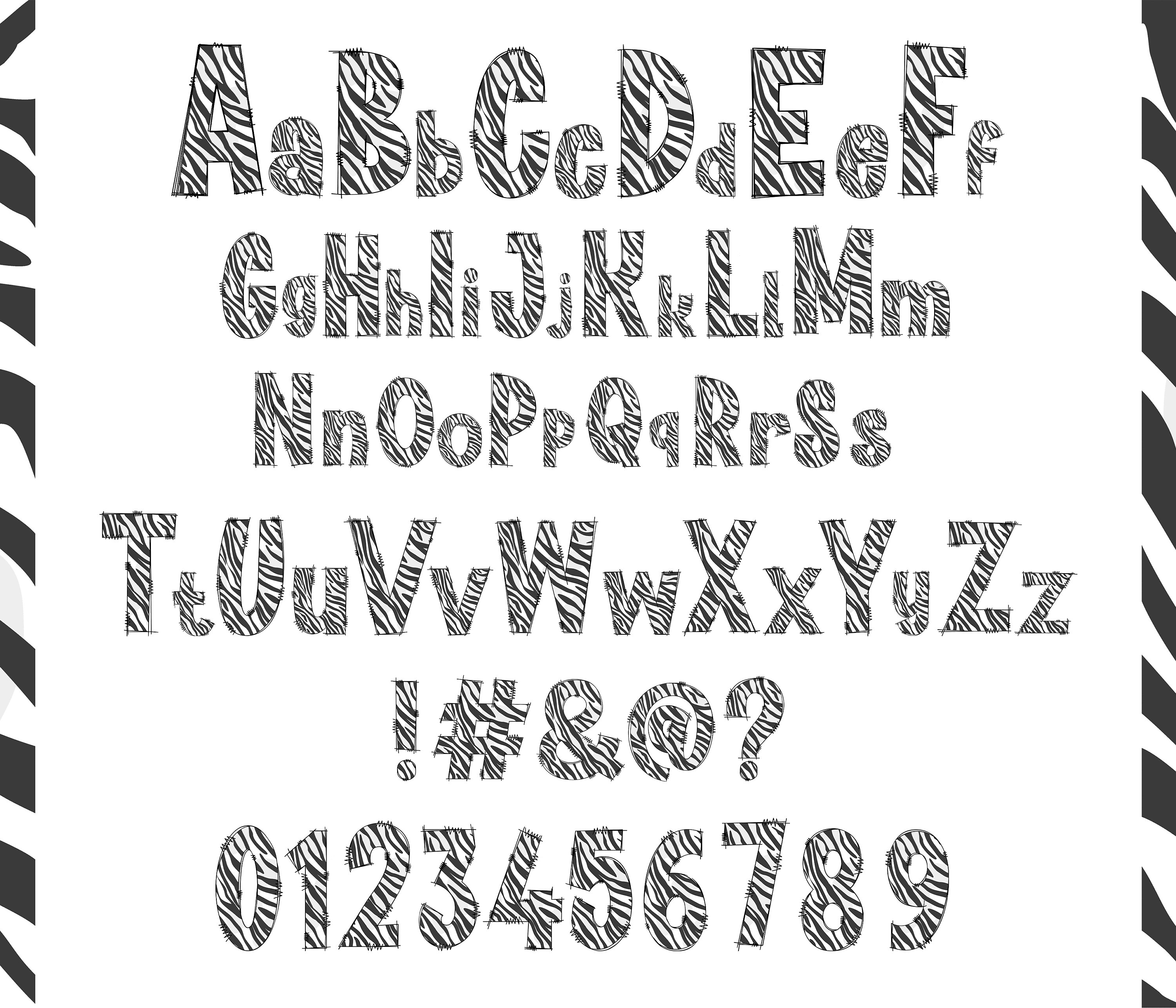 5 Set Leopard Doodle Alphabet PNG Bundle, Leopard Doodle Letters ...