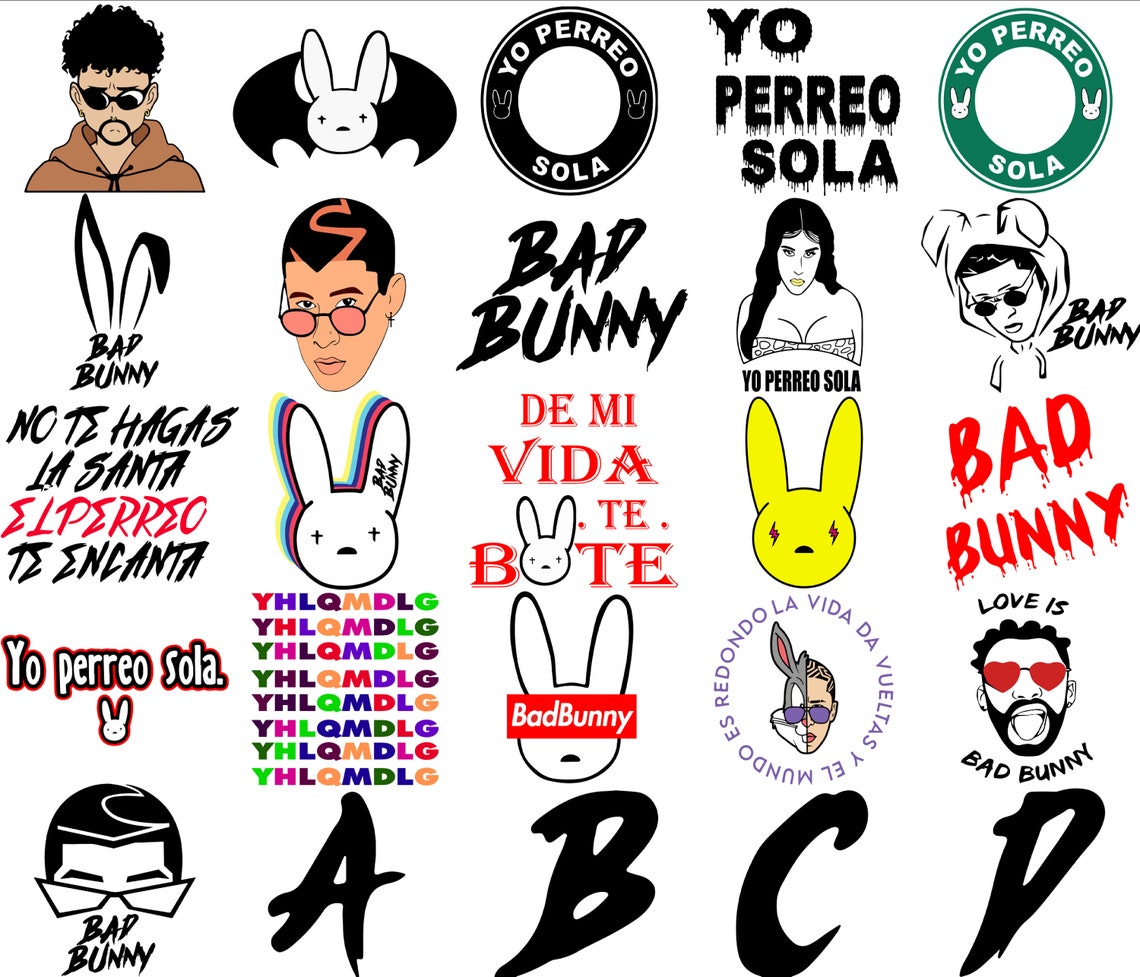 Bad Bunny Procreate Stamps and PNG Files, Yo Perreo Sola Stamps PNG ...