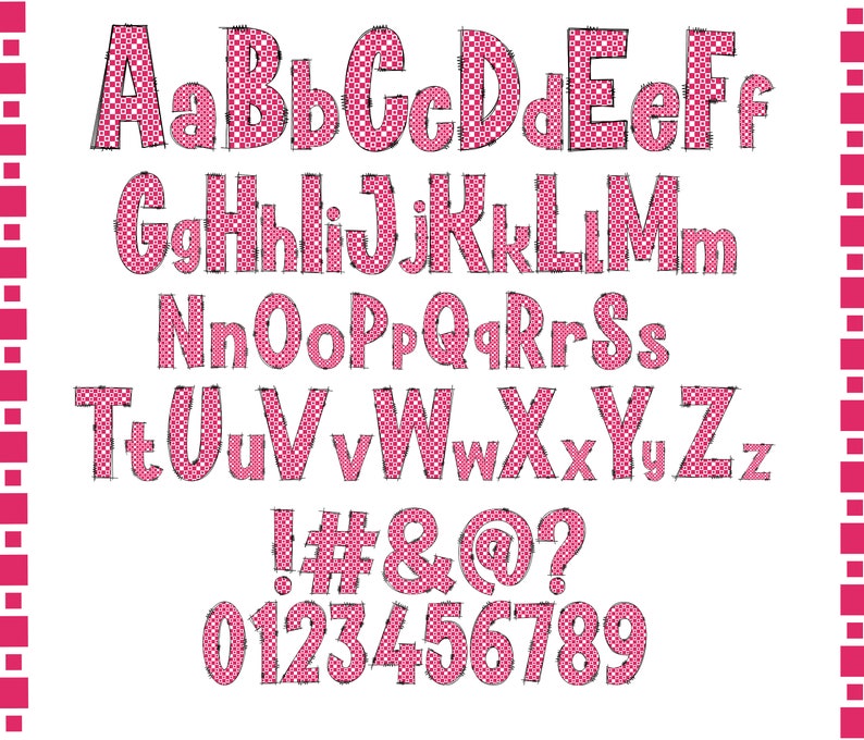 5 Pack Gingham Doodle Alphabet Letters PNG Uppercase and - Etsy