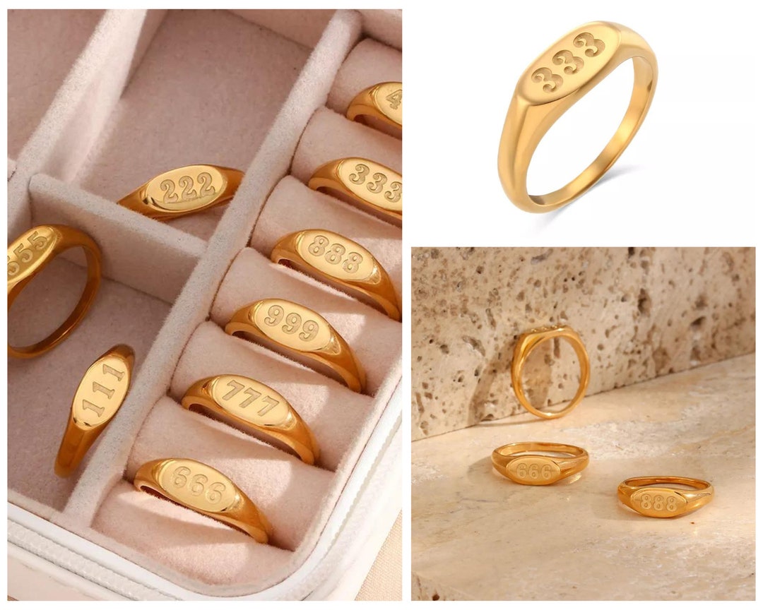 Dainty 18K Gold Filled Angel Numbers Ring, Statement Rings, Lucky ...