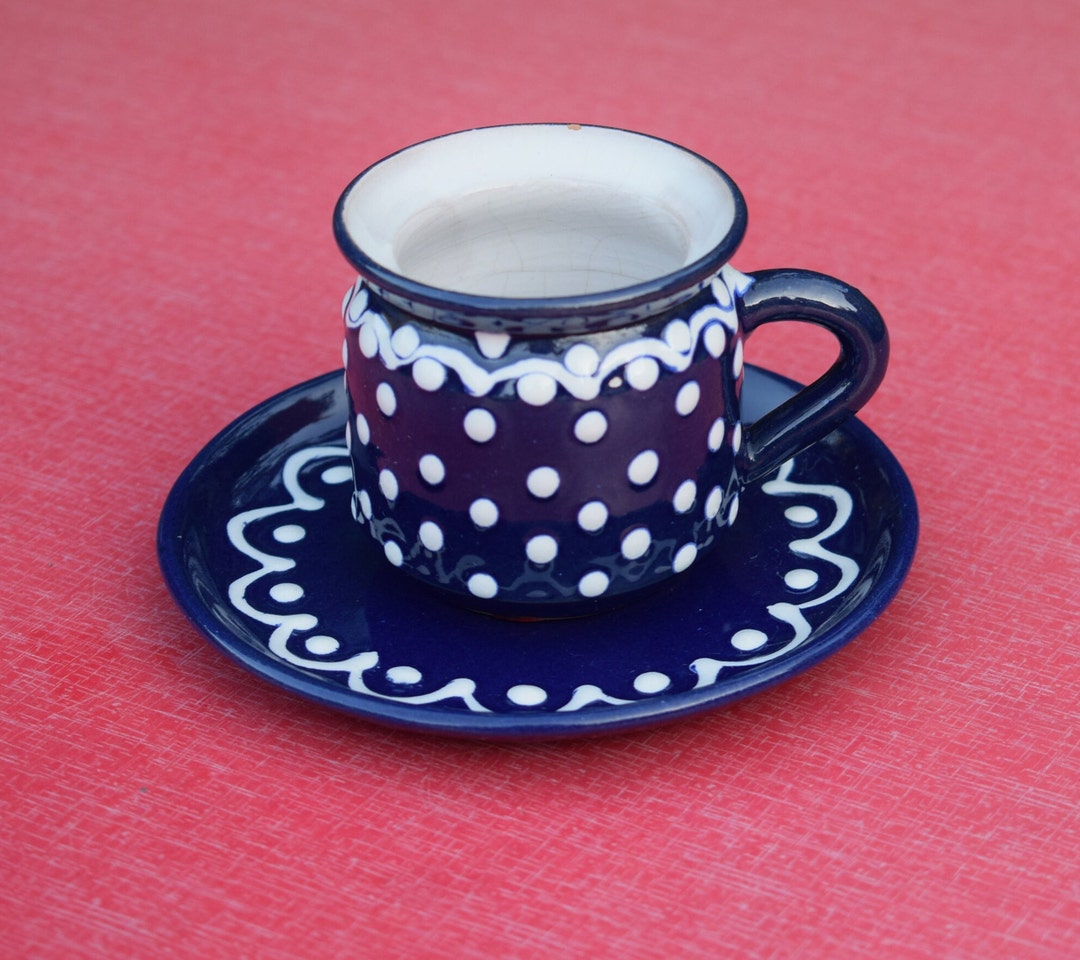 Vintage Hungarian Pottery Small Cup With Saucer - Etsy