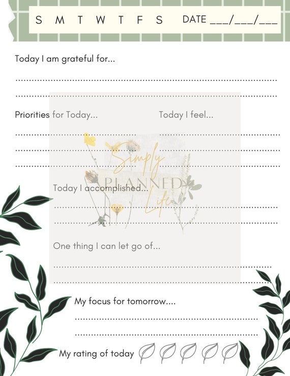 Printable Mindfulness Journal / Gratitude Journal / Daily | Etsy