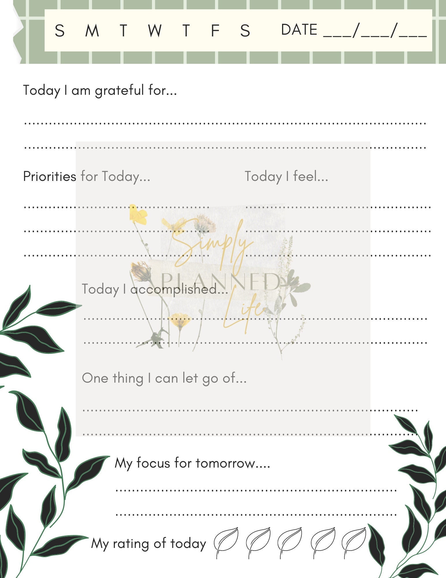 Printable Mindfulness Journal / Gratitude Journal / Daily Affirmation ...